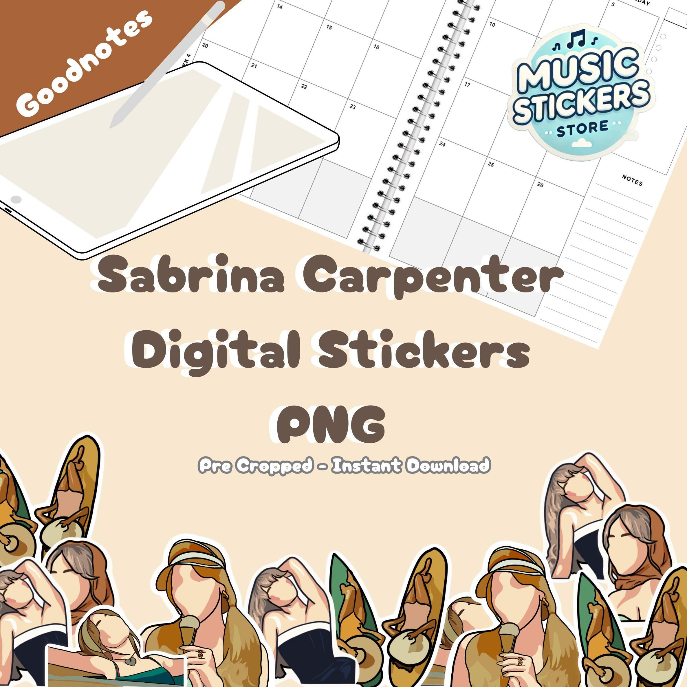 Sabrina Carpenter PNG Stickers Pack for Goodnotes, Digital Planning ...
