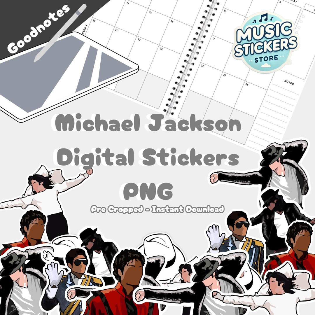 Michael Jackson PNG Stickers Pack for Goodnotes, Digital Planning iPad ...