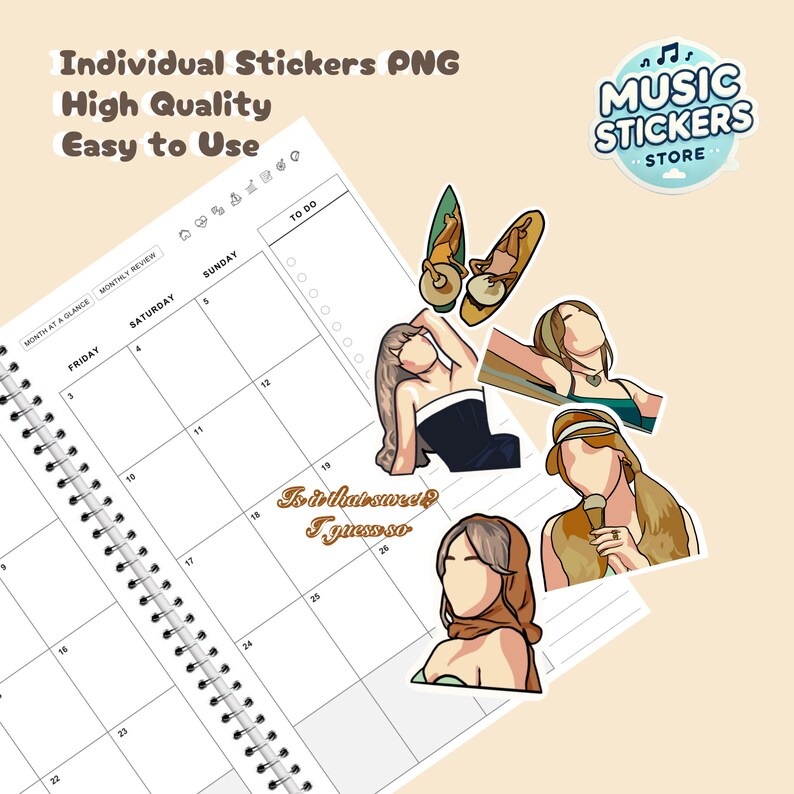 Sabrina Carpenter PNG Stickers Pack for Goodnotes, Digital Planning ...