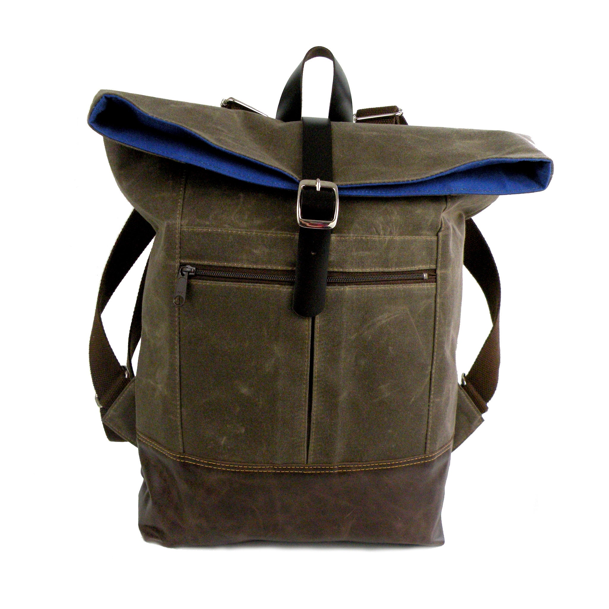 Waxed Canvas Backpack Leather and Canvas Bag Large Work - Etsy