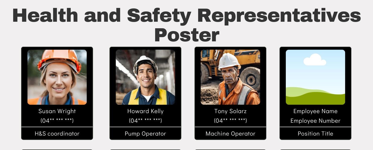 Editable Health and Safety Representatives Poster | Customizable Team ...