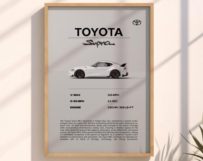 Toyota Supra Simple Poster Car Poster Sports Car Art High Quality ...