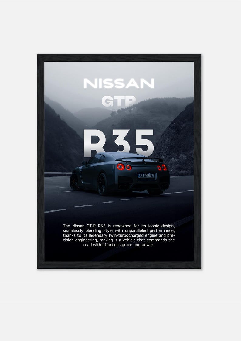 Nissan GTR R35 Cinematic Poster | Car Poster | Sports Car Art | High ...