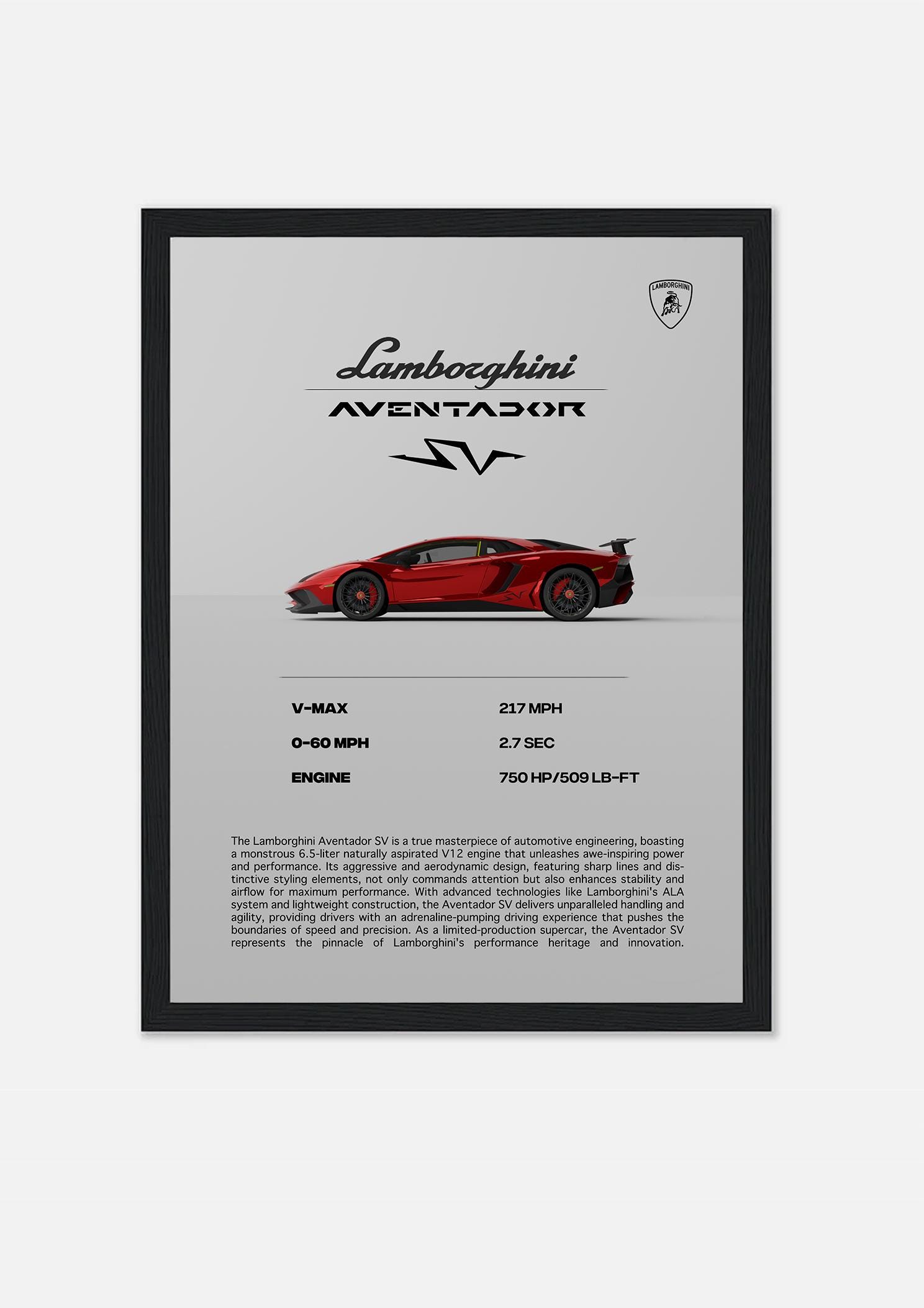 Lamborghini Aventador SV Simple Poster | Car Poster | Sports Car Art ...