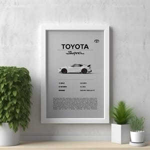 Toyota Supra Simple Poster | Car Poster | Sports Car Art | High Quality ...