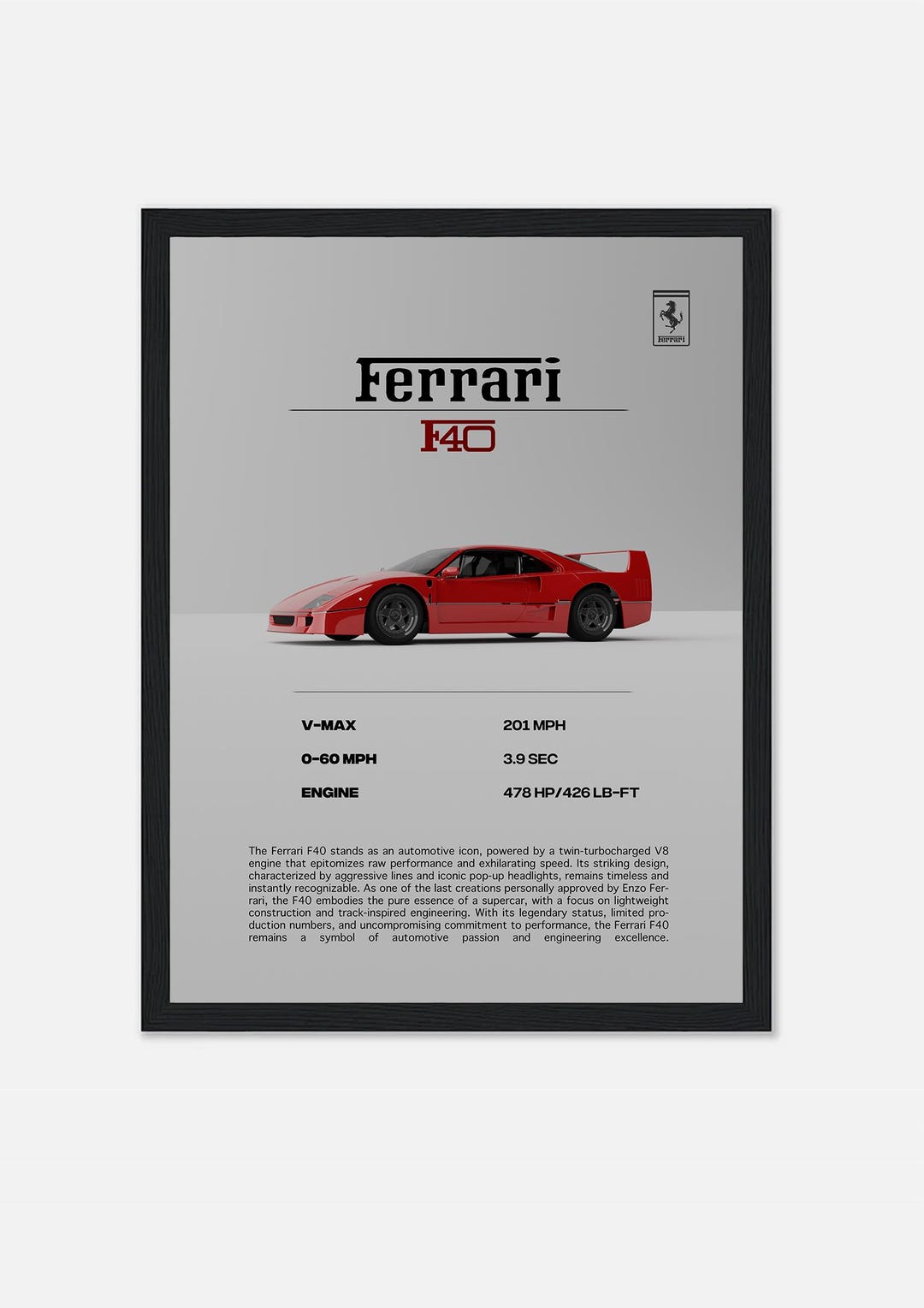 Ferrari F40 Simple Poster - Etsy