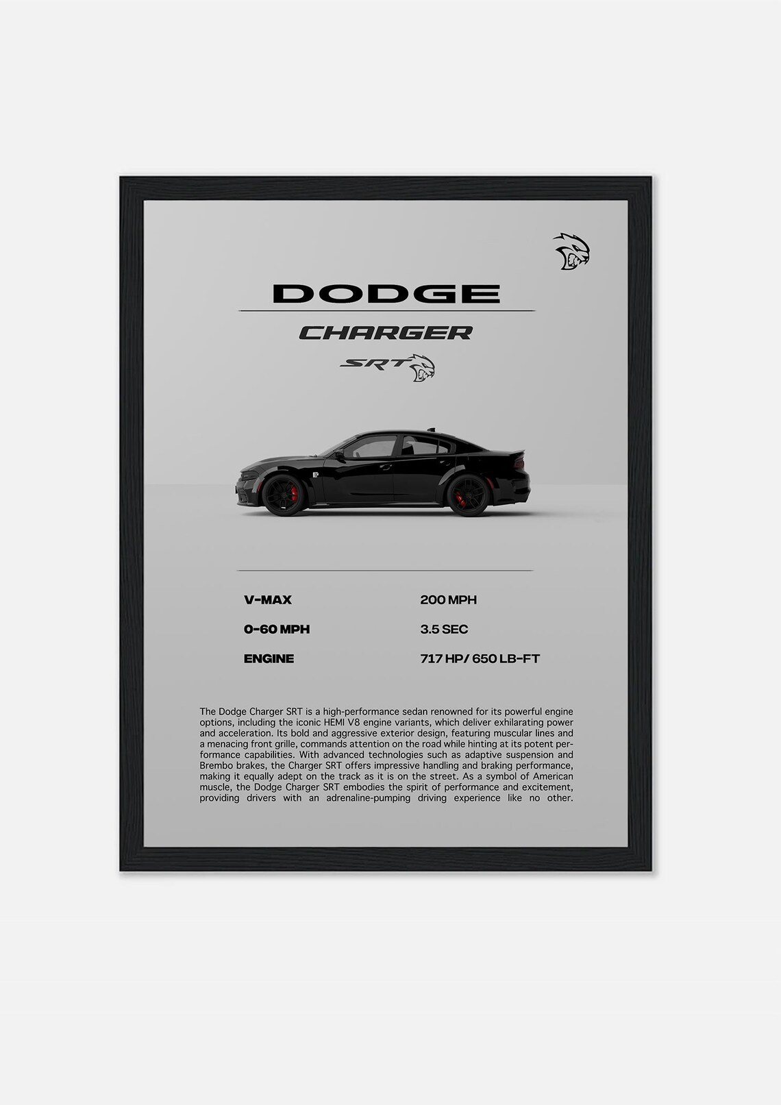 Dodge Charger SRT Simple Poster | Car Poster | Sports Car Art | High ...