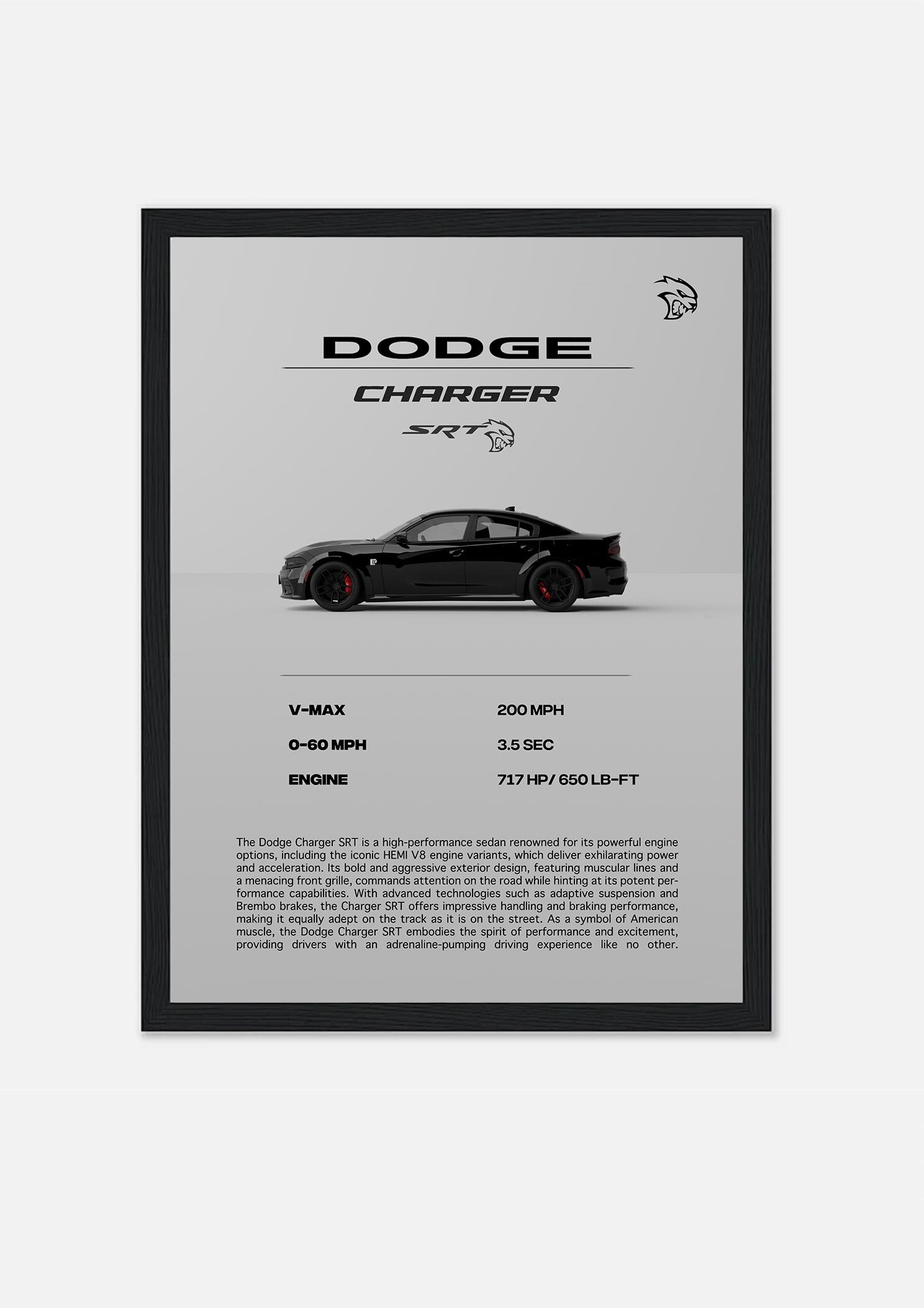 Dodge Charger SRT Simple Poster | Car Poster | Sports Car Art | High ...