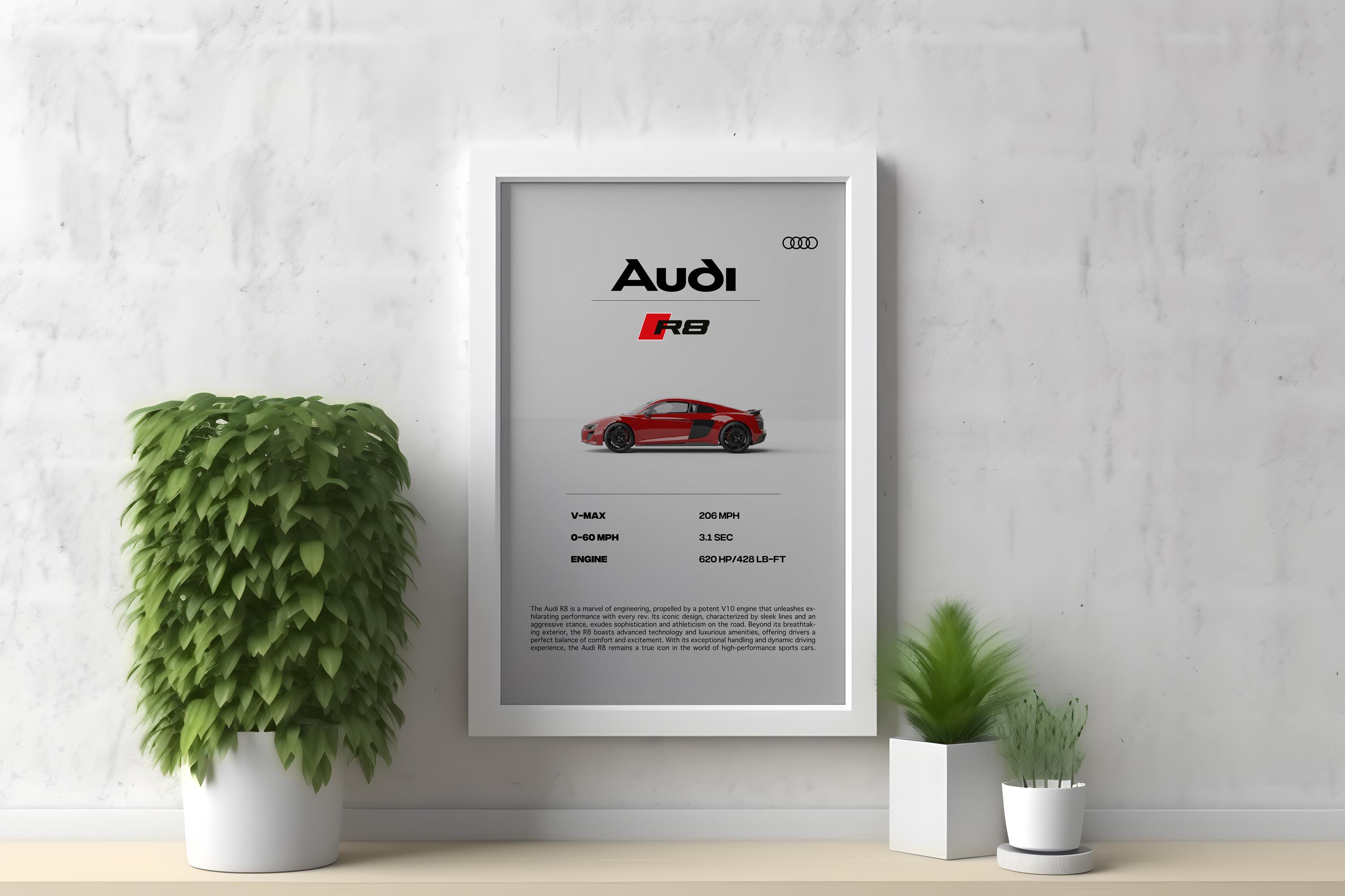 Audi R8 Simple Poster | Car Poster | Sports Car Art | High Quality ...