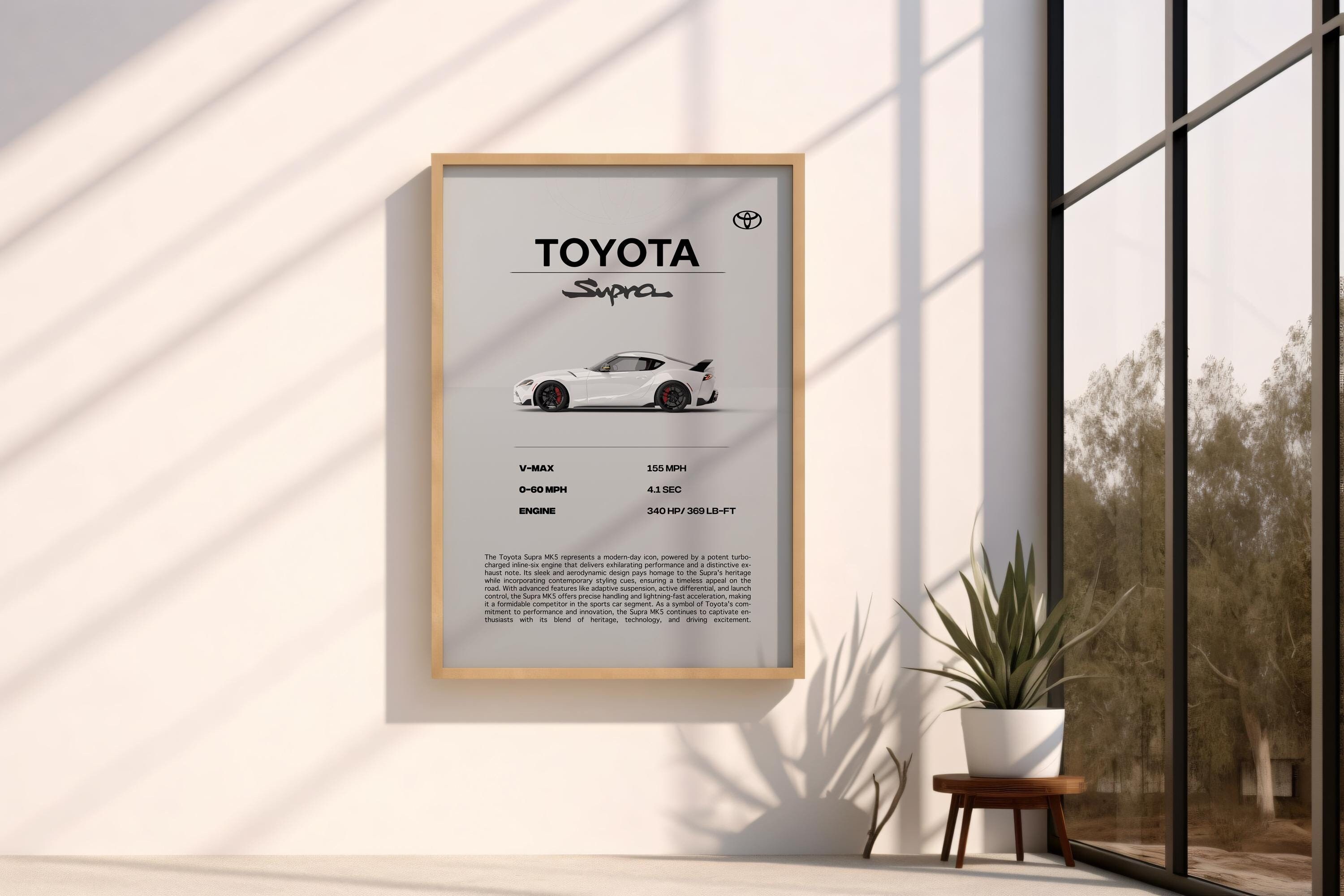 Toyota Supra Simple Poster | Car Poster | Sports Car Art | High Quality ...