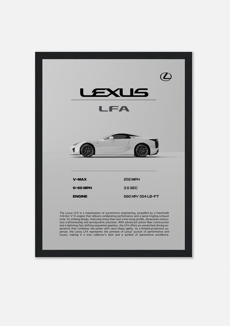 Lexus LFA Simple Poster | Car Poster | Sports Car Art | High Quality ...