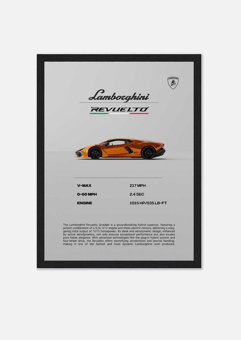 Lamborghini Revuelto Simple Poster | Car Poster | Sports Car Art | High ...
