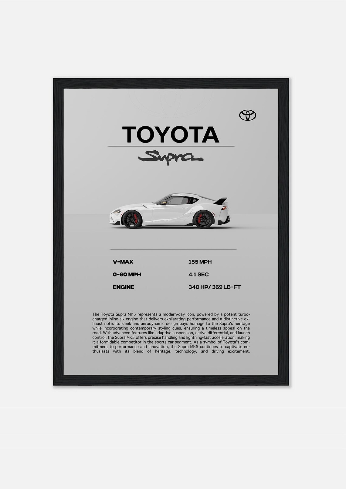 Toyota Supra Simple Poster | Car Poster | Sports Car Art | High Quality ...