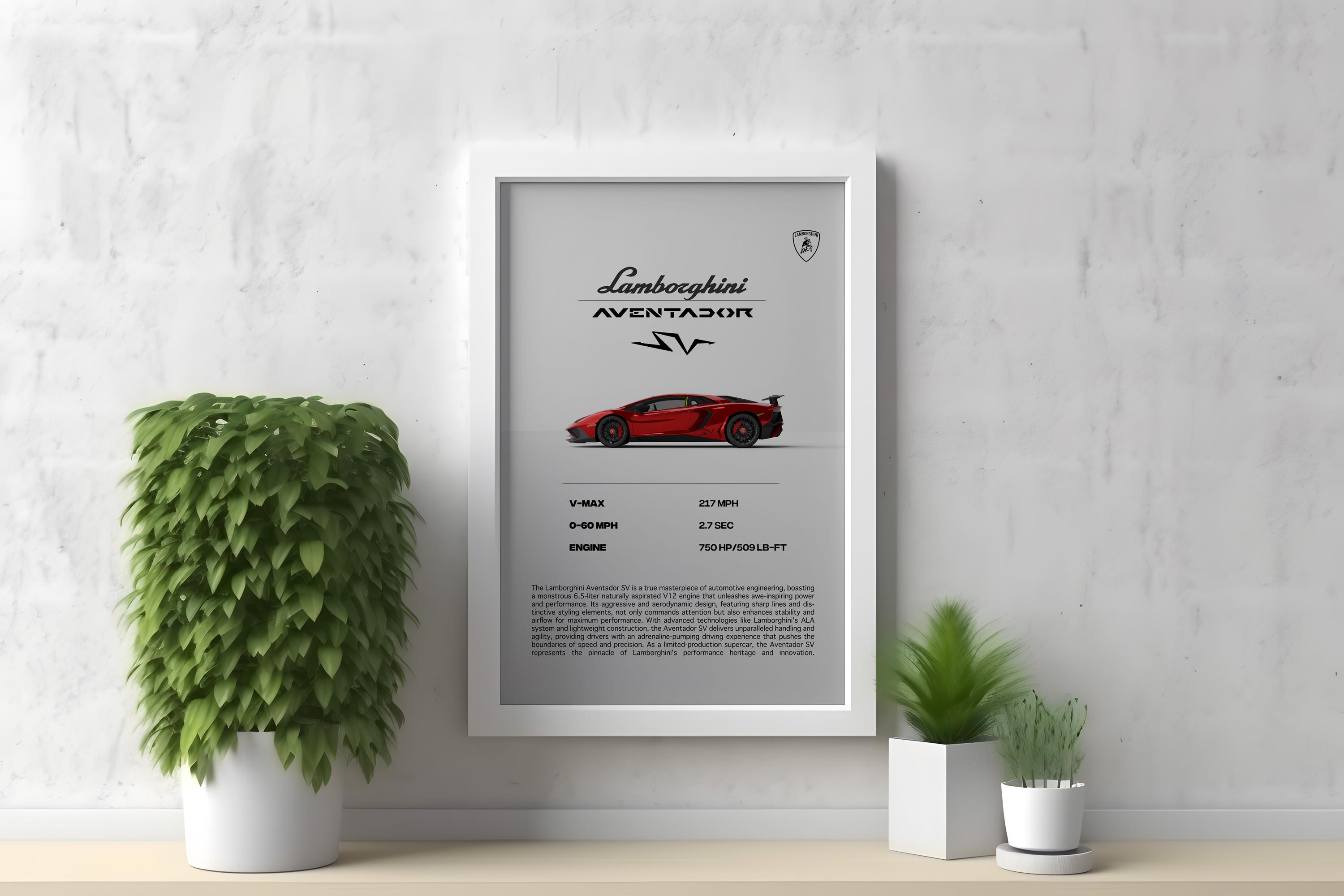 Lamborghini Aventador SV Simple Poster | Car Poster | Sports Car Art ...