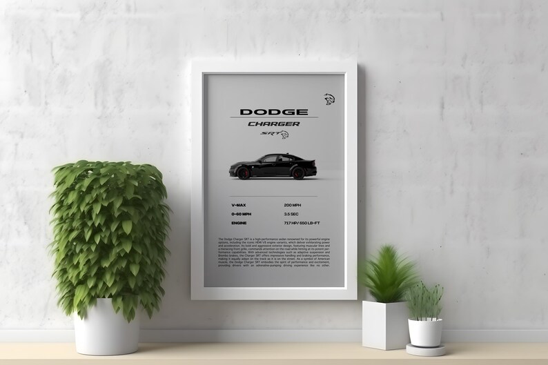 Dodge Charger SRT Simple Poster | Car Poster | Sports Car Art | High ...