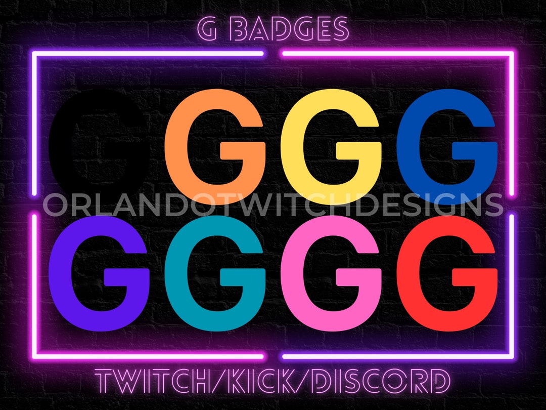 Letter g Twitch Sub/bit Badges Neon Alphabet Badges Kawaii Sub Bit ...