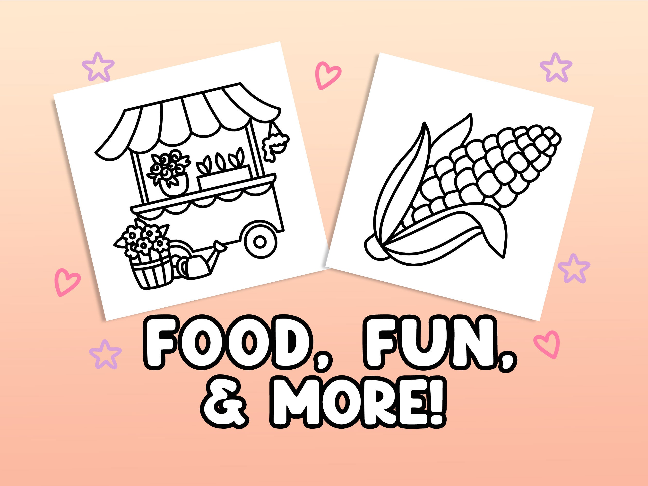 30 Bold and Easy Coloring Pages for Adults and Kids: Farmers Market ...