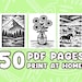 Monochrome Coloring Book Pages—digital Download—50 Cozy Illustration ...