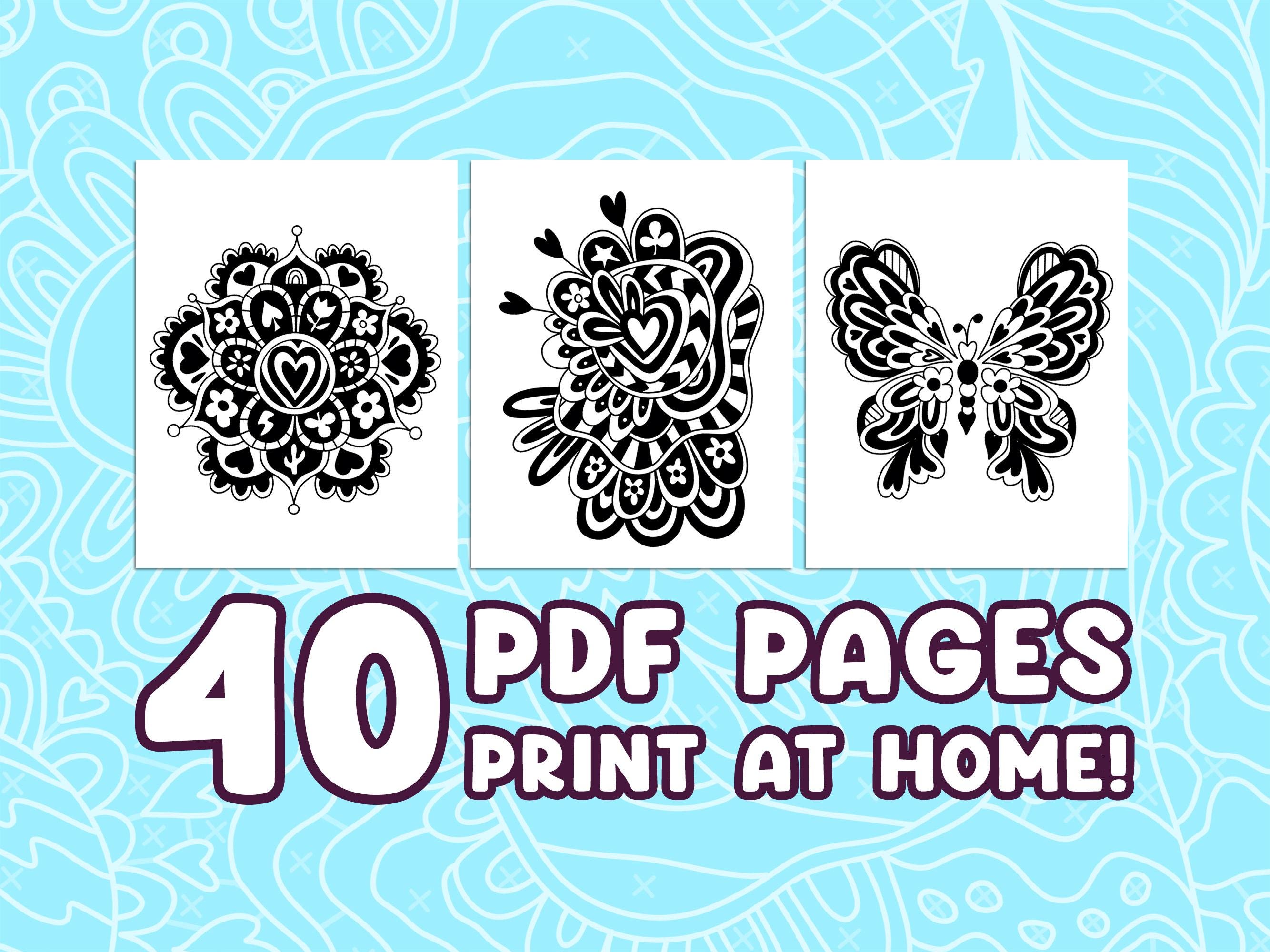 Monochrome Coloring Book Pages—digital Download—40 Mindful Zentangle ...