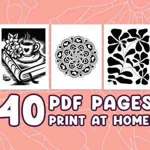 Monochrome Coloring Book Pages—digital Download—40 Mindful Designs and ...