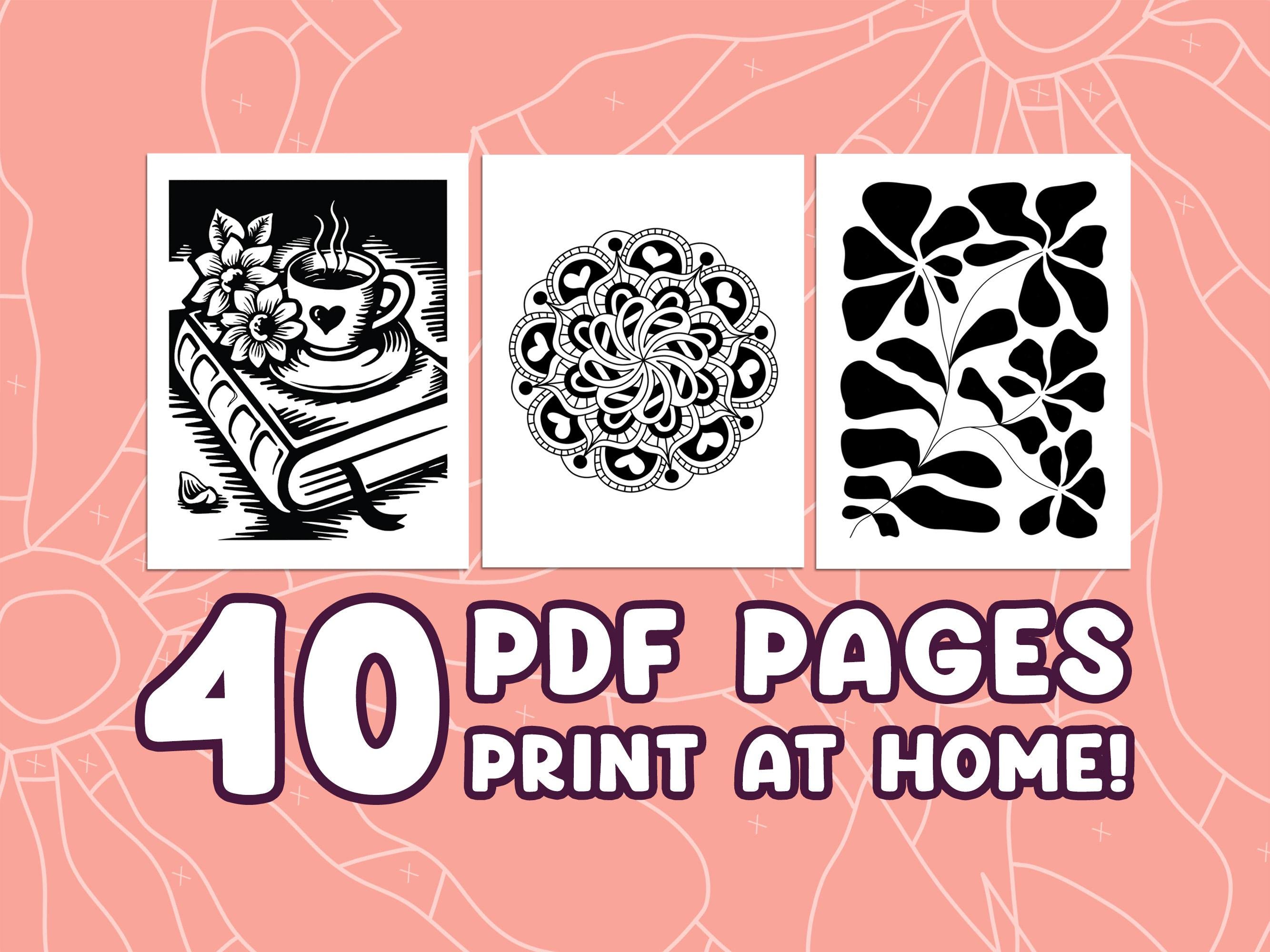 Monochrome Coloring Book Pages—digital Download—40 Mindful Designs and ...