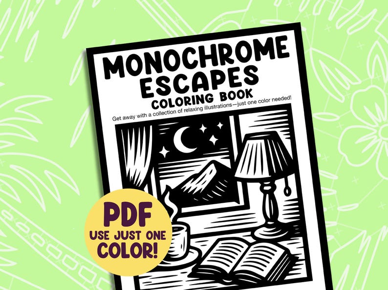 Monochrome Coloring Book Pages—digital Download—50 Cozy Illustration ...