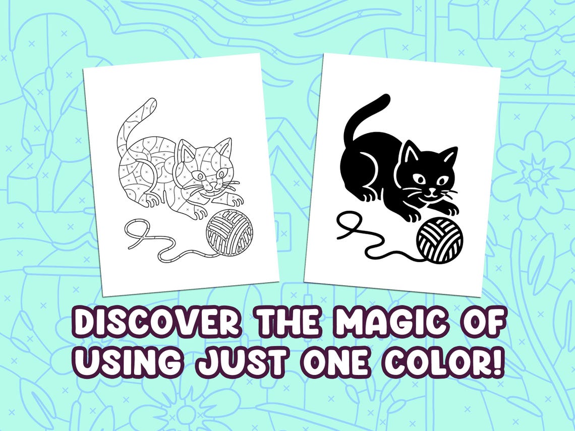 Monochrome Coloring Book Pages—digital Download—40 Calming One Color ...