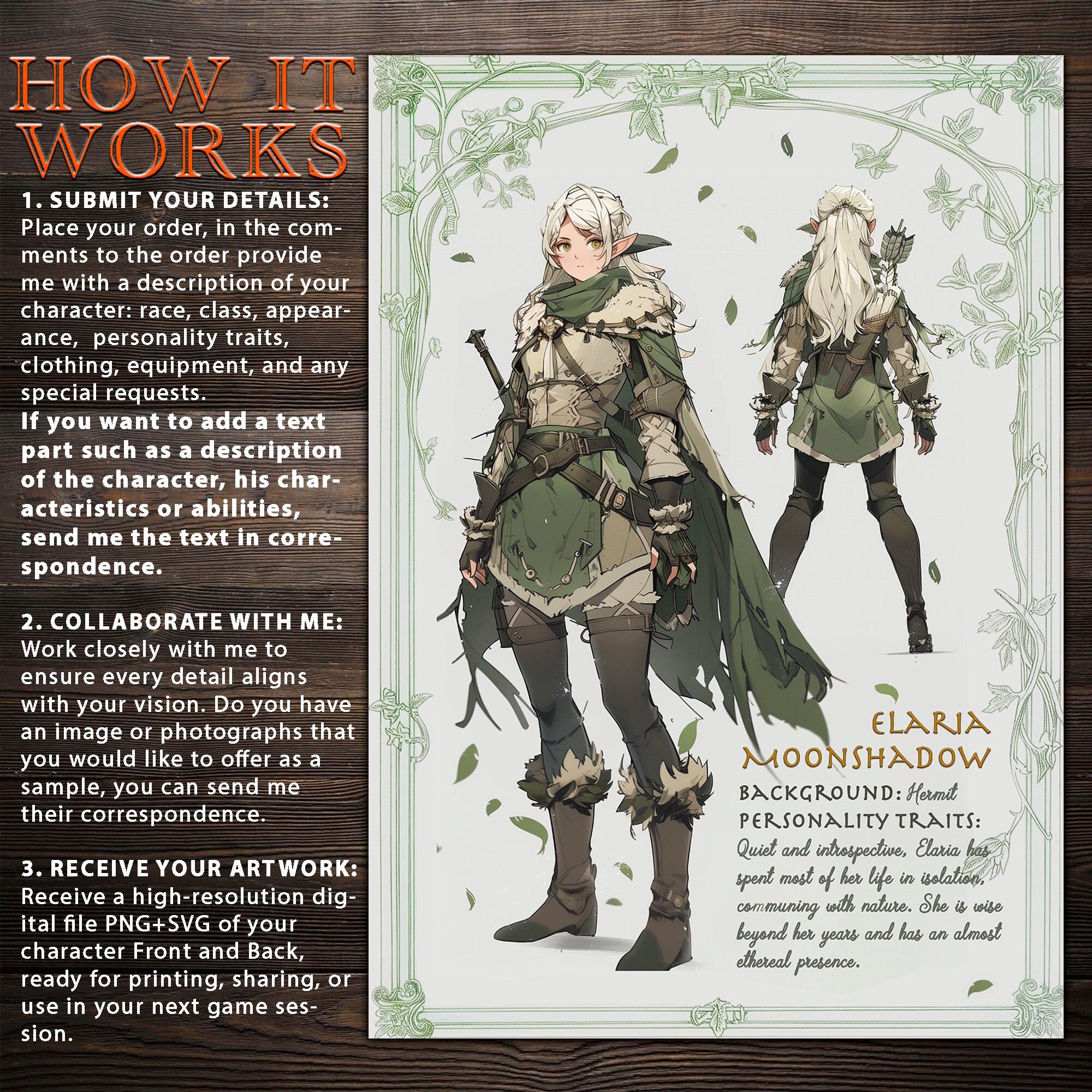 Custom Character Commission Dnd, Female Elven Druid Fantasy Anime ...