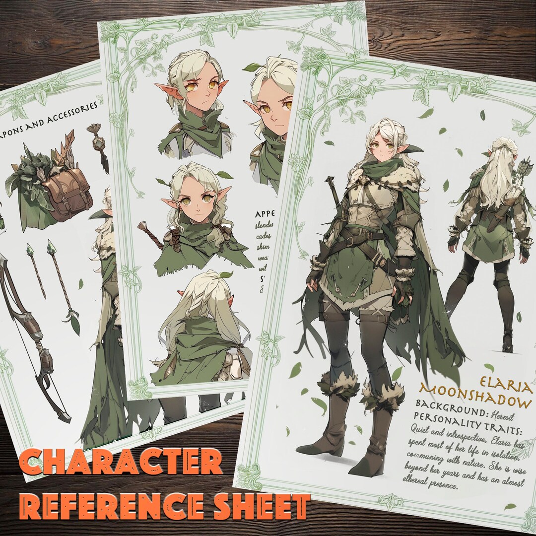 Character Reference Sheet, Dnd Character Commission, Personalized ...