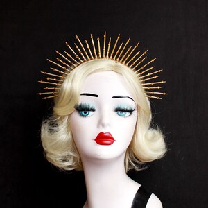 2" Gold Halo Crown Headpiece With Topaz Gold Crystals, High Quality ...