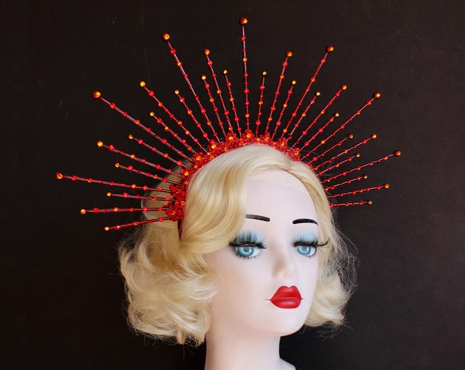 5" Red Swarovski Crystal Crown, Spike Tiara, Bridal Crown, Crown ...