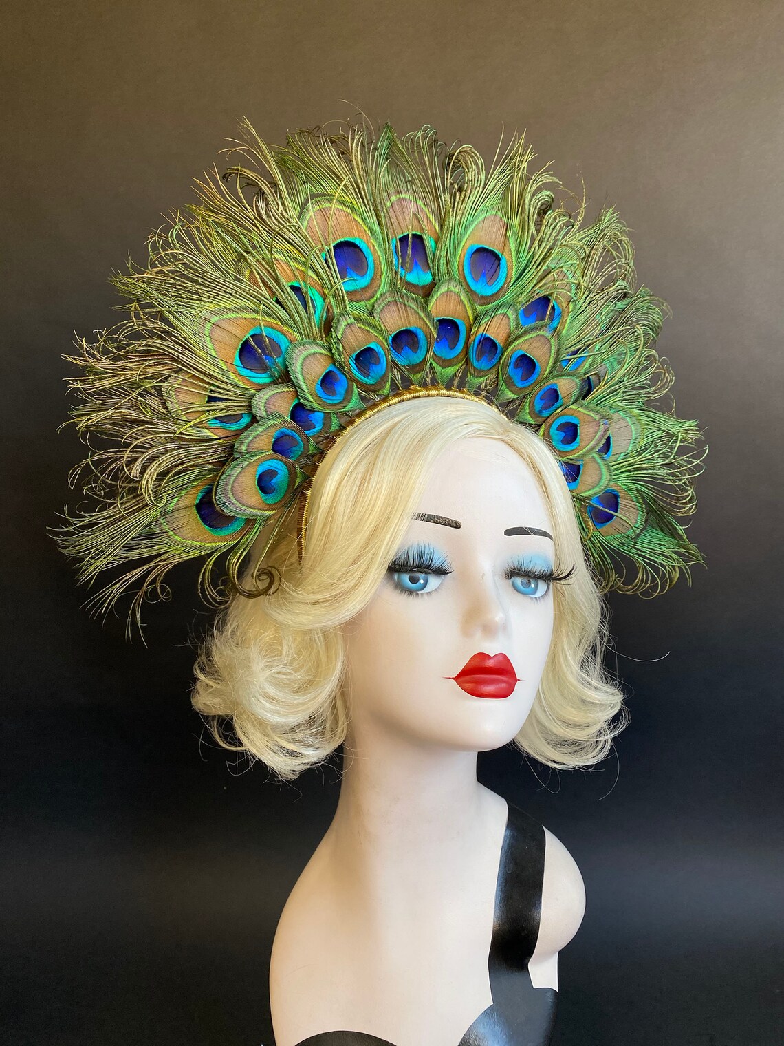 Halloween Weddingpeacock Feather Crown Headband Showgirl - Etsy