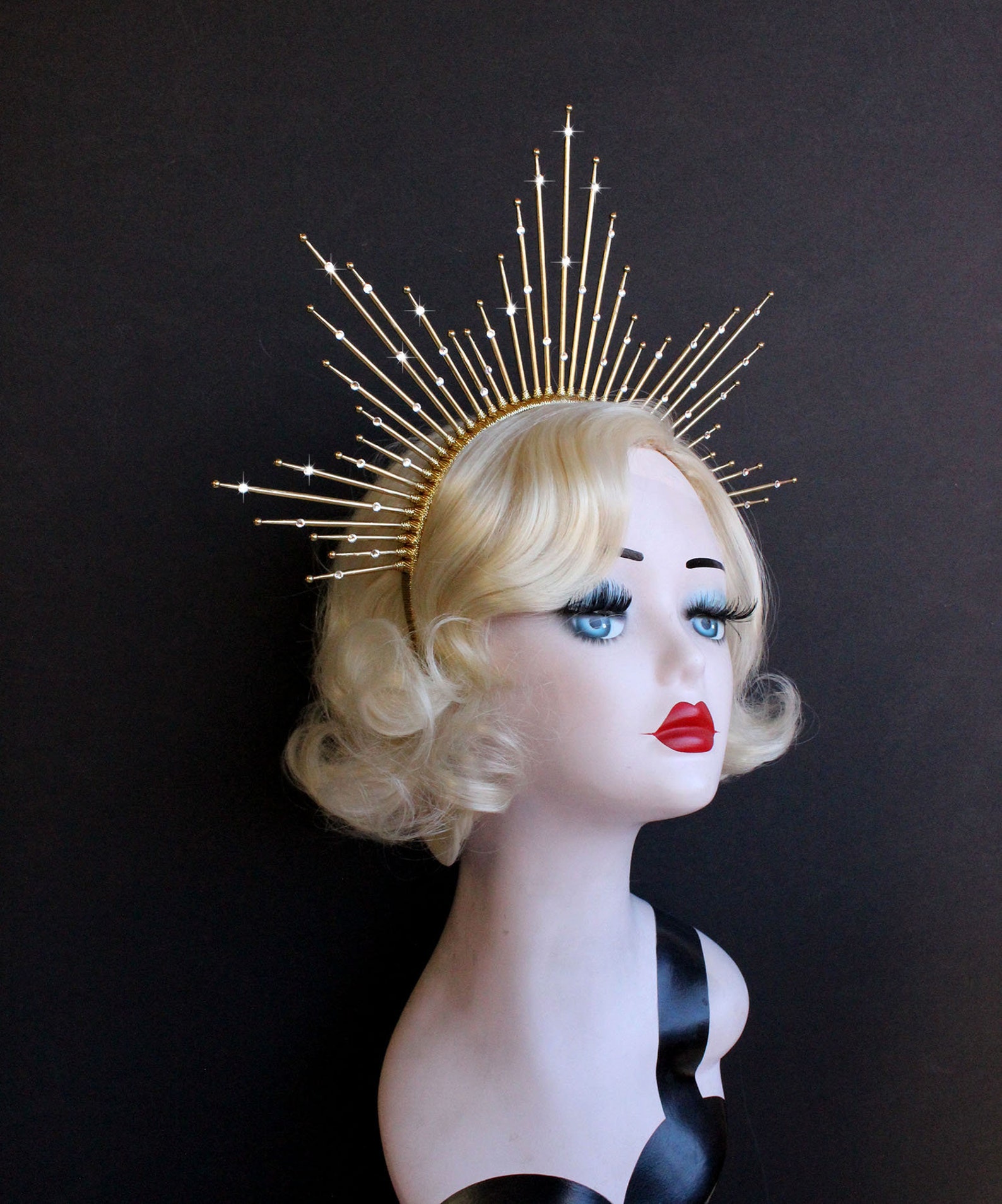 6 Gold Halo Headpiece With Beads Theatrical Costuming | Etsy