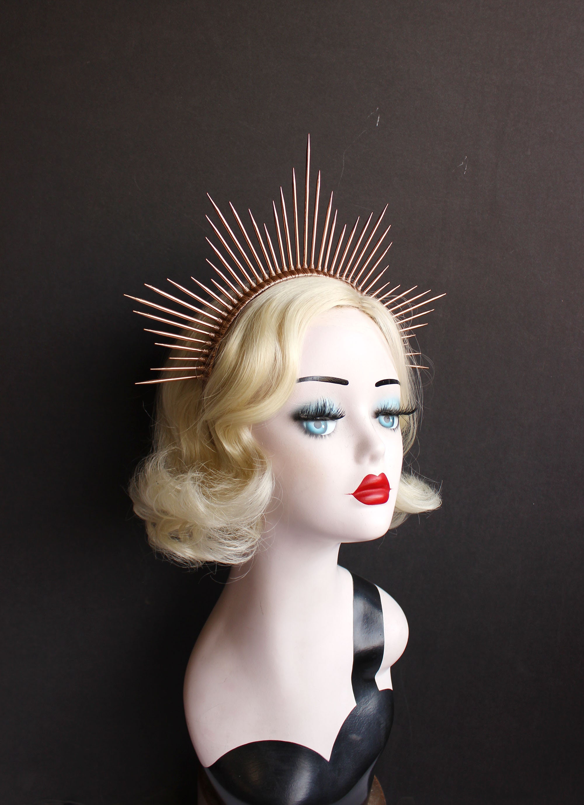 4" Rose Gold Halo Headpiece With Crystals, Theatrical Costuming, Virgin ...