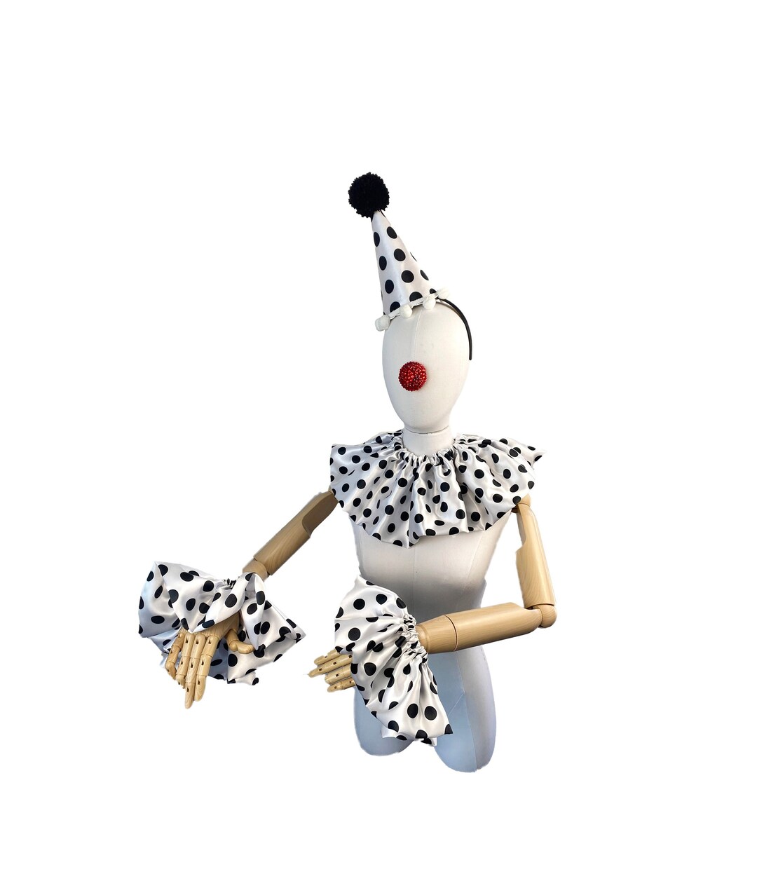 Black and White Polka Dot Clown Costume Set, High Fashion, Halloween ...