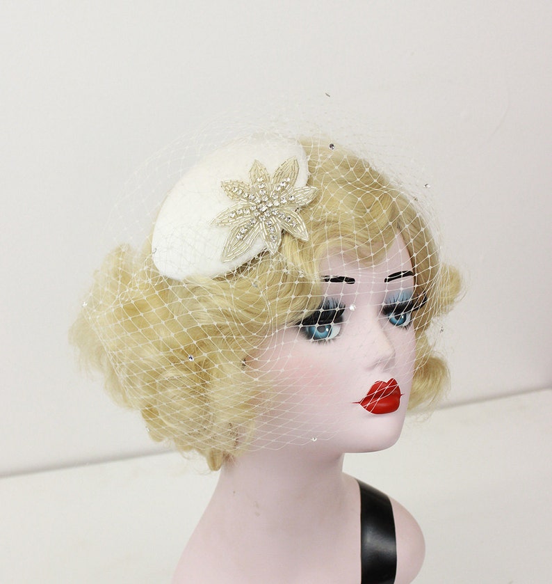 Wedding Cocktail Hat Ivory White Birdcage Veil Bridal - Etsy