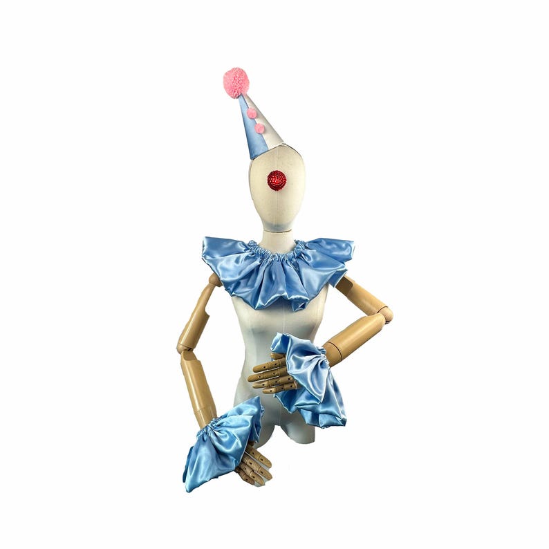 White Satin and Baby Blue Satin Clown Costume Set, Halloween Costume ...