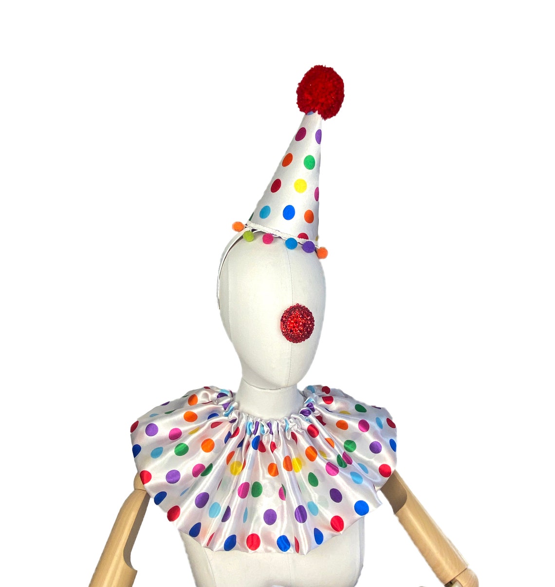 White Polka Dot Clown Costume Set High Fashion Halloween - Etsy