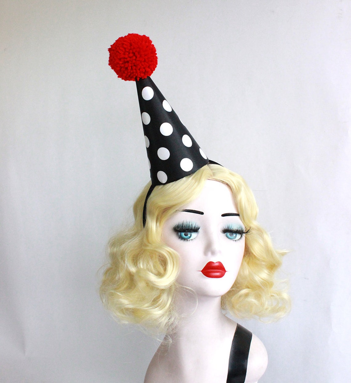 Mini Clown Hat Black White and Red Classic Circus | Etsy