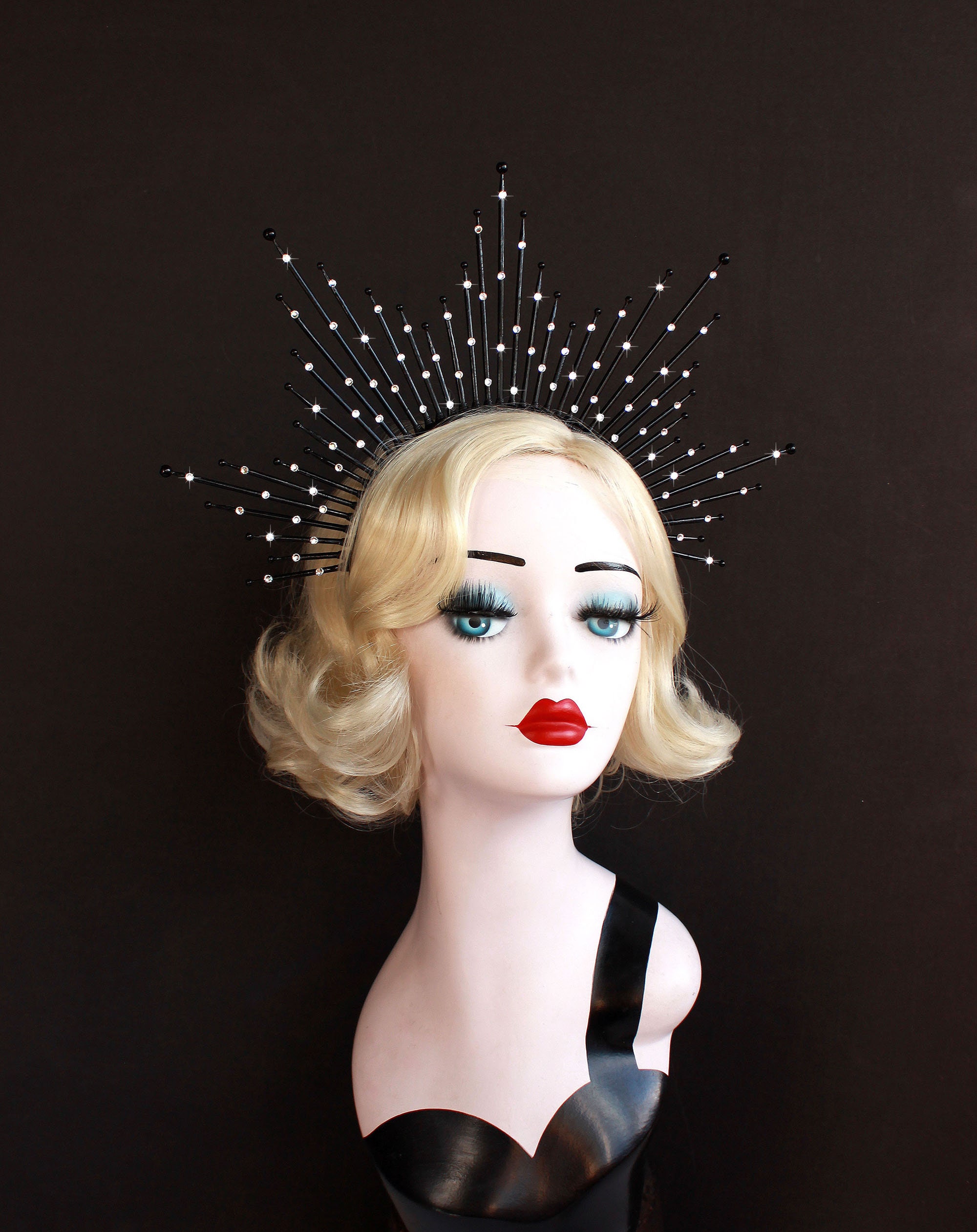 5" Black Halo Headpiece, Theatrical Costuming, Virgin Mary, Bridal ...