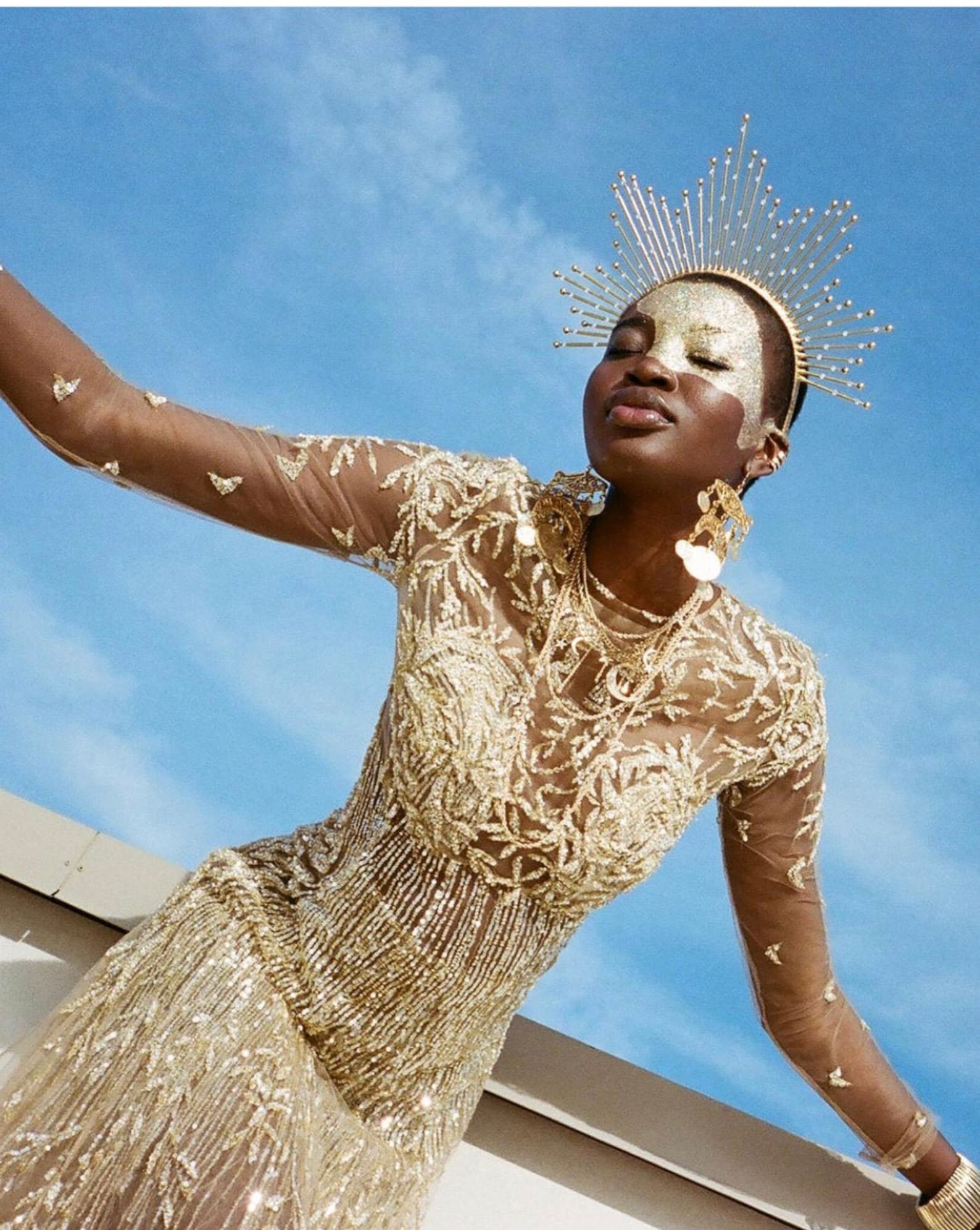 5 Gold Halo Headpiece With Crystals and Beads | Etsy