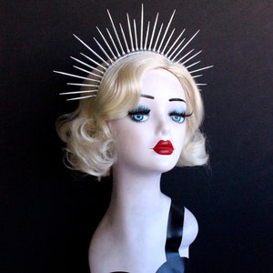 3" Silver Halo Headband With Gold Topaz Crystals, Crown Headpiece ...