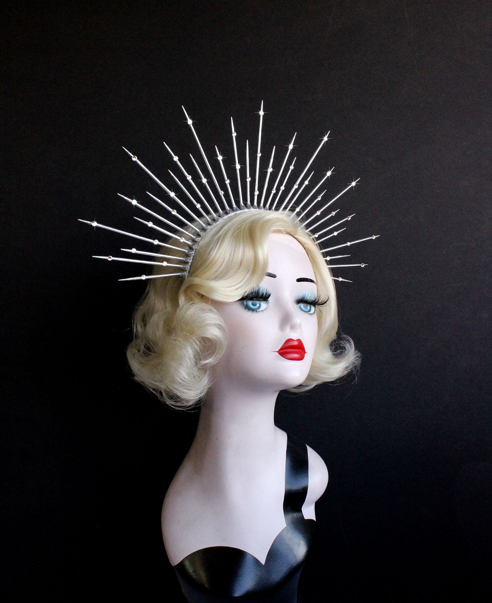 5" Silver Halo Headpiece, Spike Tiara, Bridal Crown, Crown Headband ...