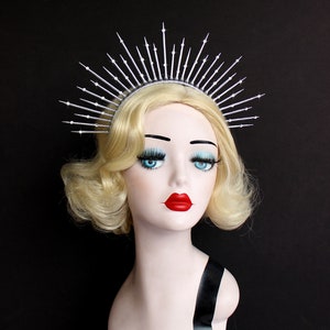 3" Silver Halo Headband With Gold Topaz Crystals, Crown Headpiece ...