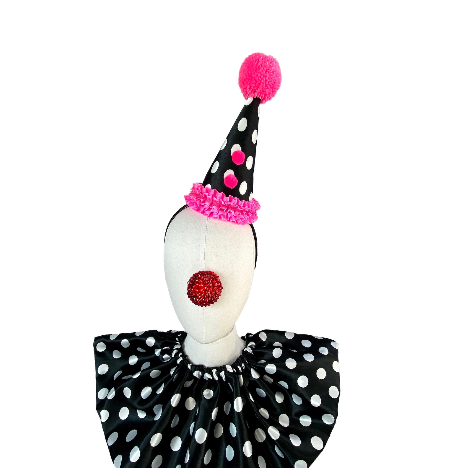 Hot Pink Black and White Polka Dot Clown Costume Set - Etsy