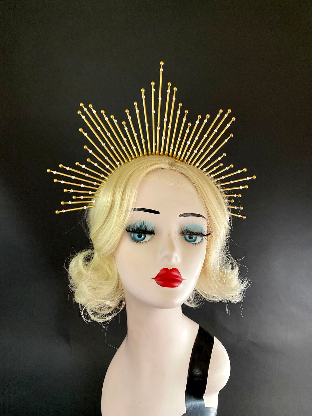 5 Gold Halo Headpiece With Crystals and Beads - Etsy