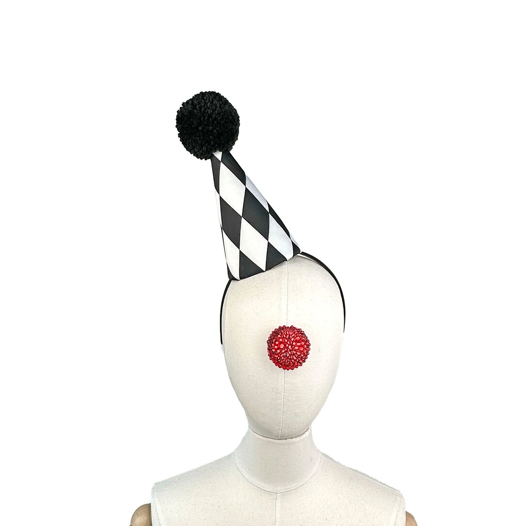 Diamond Pattern Clown Hat: Black & White Circus Costume - Etsy