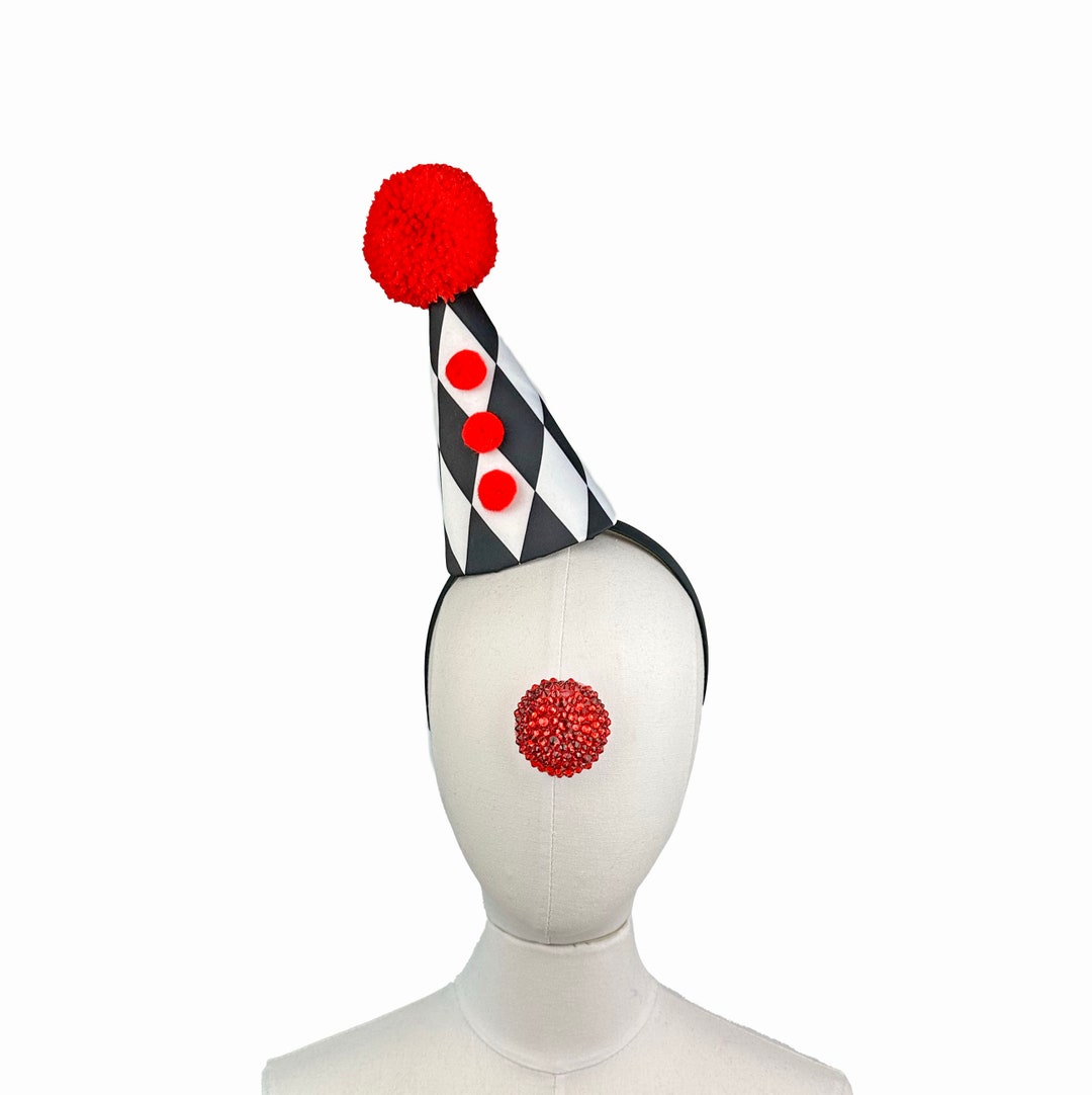 Clown Hat, Black, White, Red, Diamond Pattern, Circus, Halloween ...