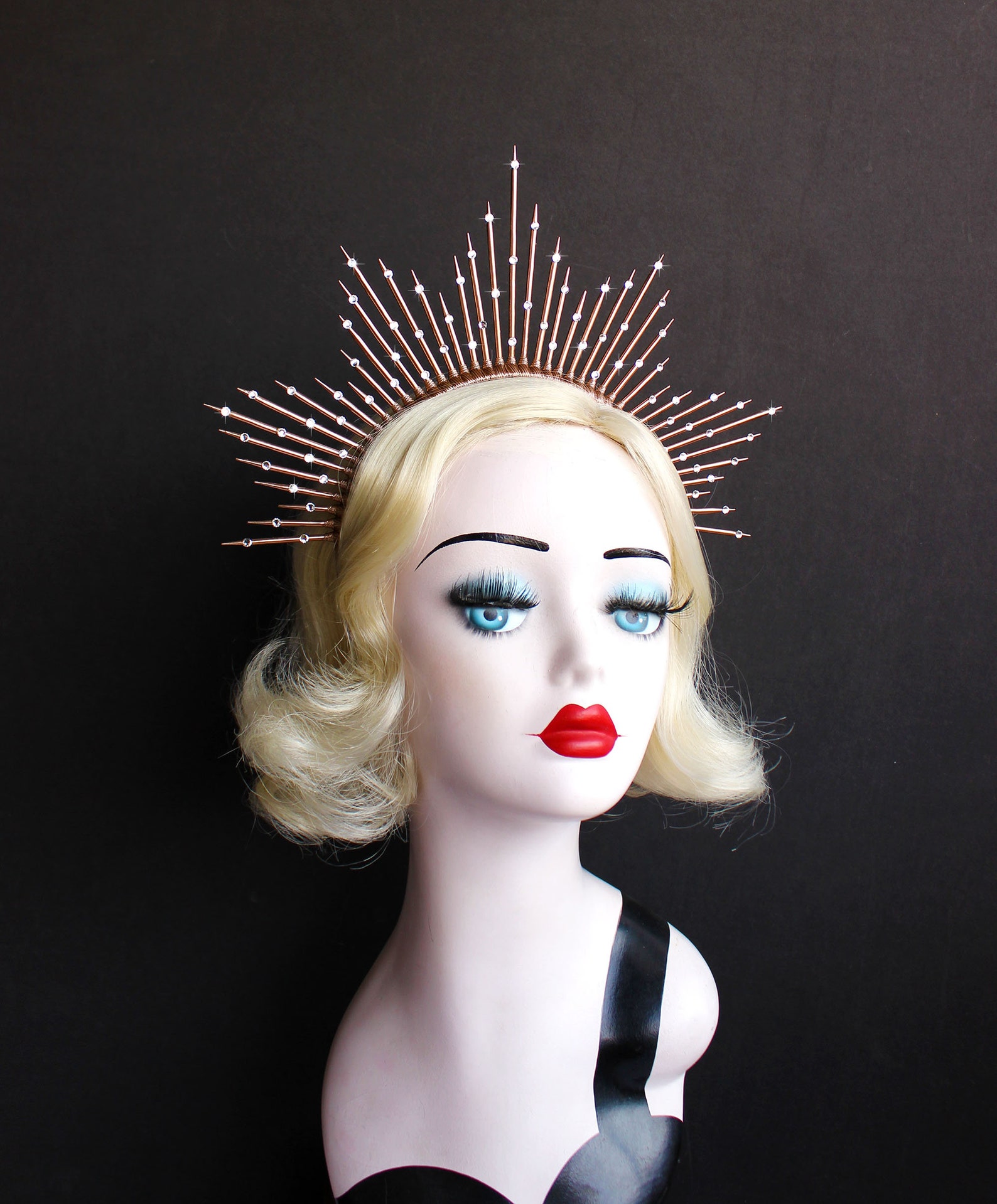 4" Rose Gold Halo Headpiece With Crystals, Theatrical Costuming, Virgin ...