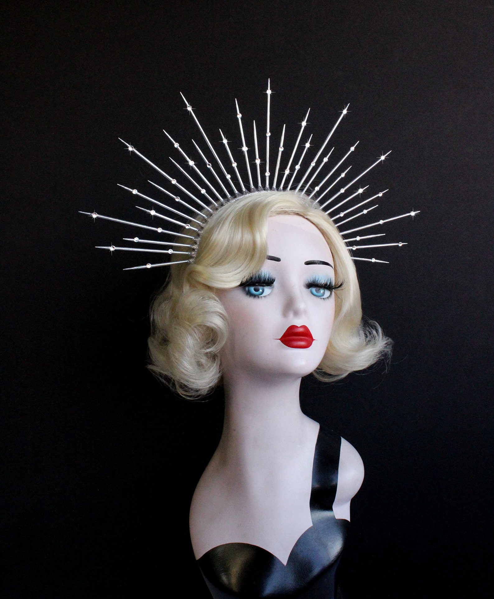 5" Silver Halo Headpiece, Spike Tiara, Bridal Crown, Crown Headband ...